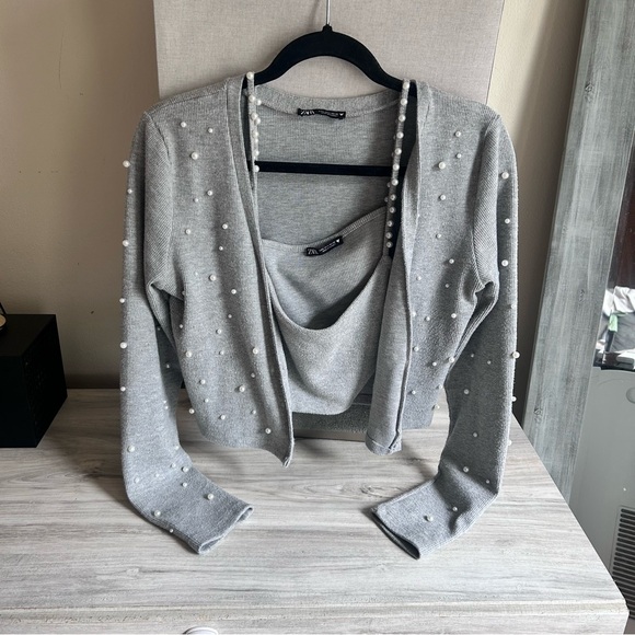 Zara | Sweaters | Zara 2piece Cropped Pearl Set | Poshmark